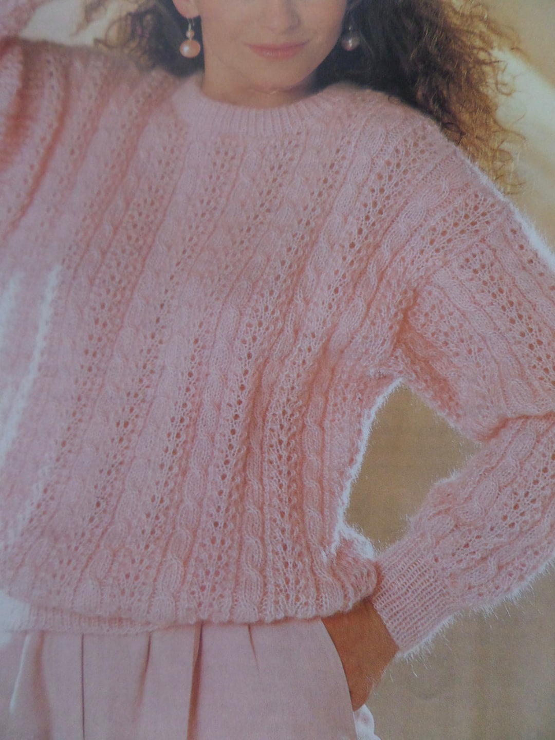 Knitting Pattern Women Ladies Round Neck Jumper Sweater DK 30-40 ...