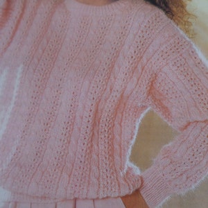 Knitting Pattern Women Ladies Round Neck Jumper Sweater DK 30-40 ...