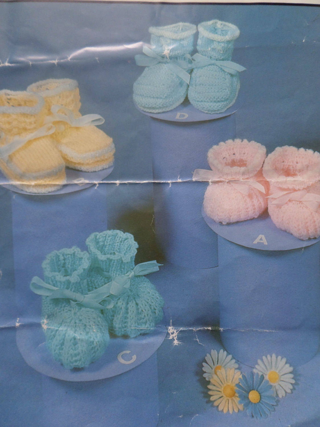 Knitting Pattern Baby Babies Booties 4 Designs 3 Ply Birth to 3 Months ...