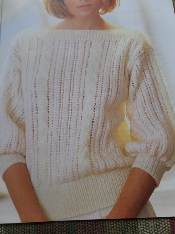 Knitting Pattern Women Ladies Jumper Sweater Lacy and Cable - Etsy
