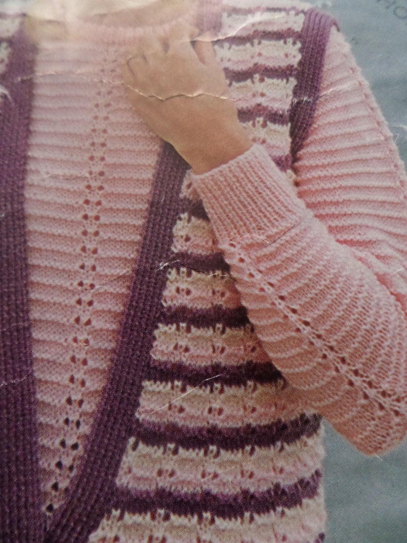 Knitting Pattern Womens Ladies Twin Set Jumper and Short Sleeved ...