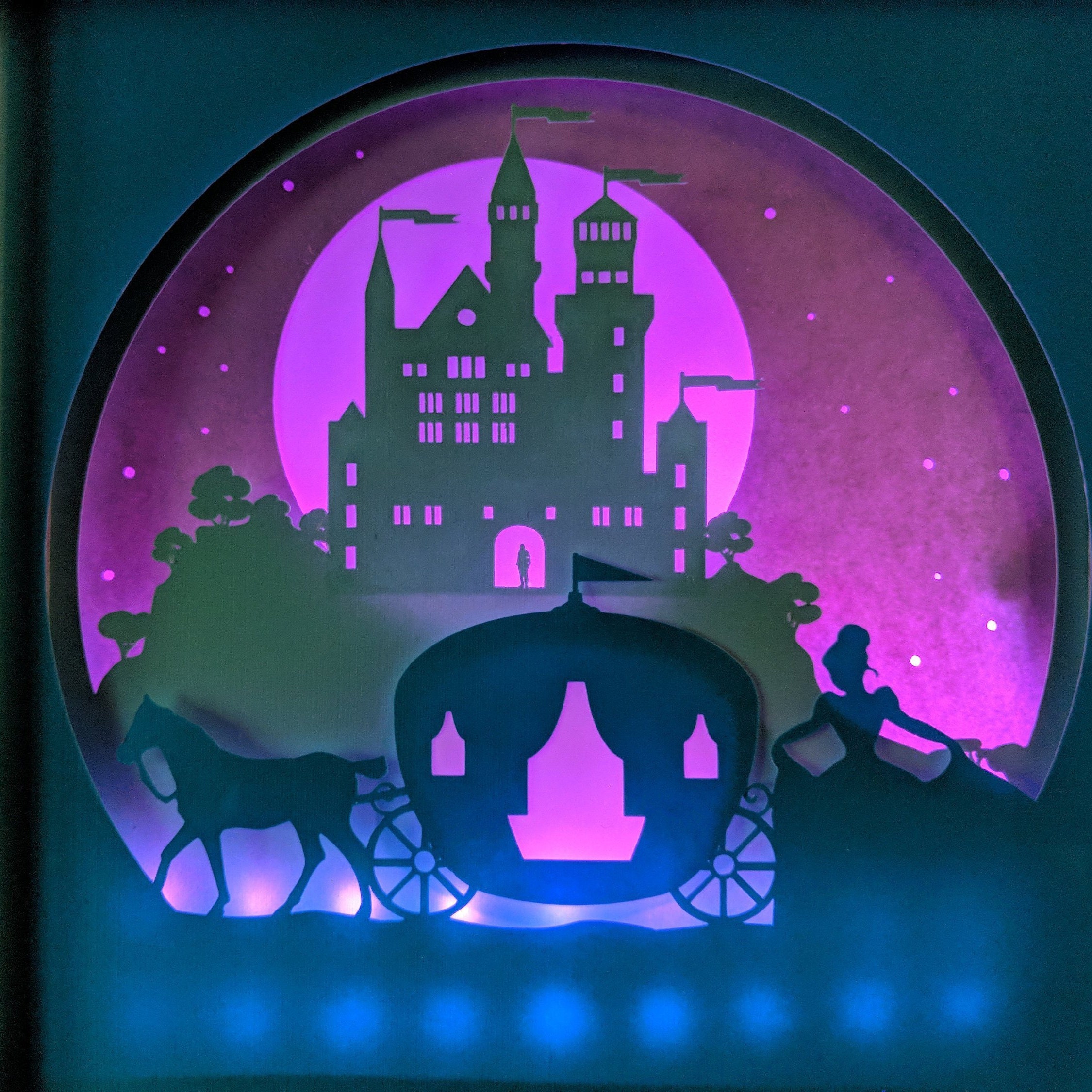 Cinderella Paper Art Lightbox - Princess Cinderella Castle and Horse ...