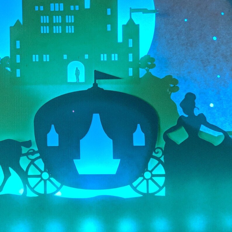 Cinderella Paper Art Lightbox - Princess Cinderella Castle and Horse ...