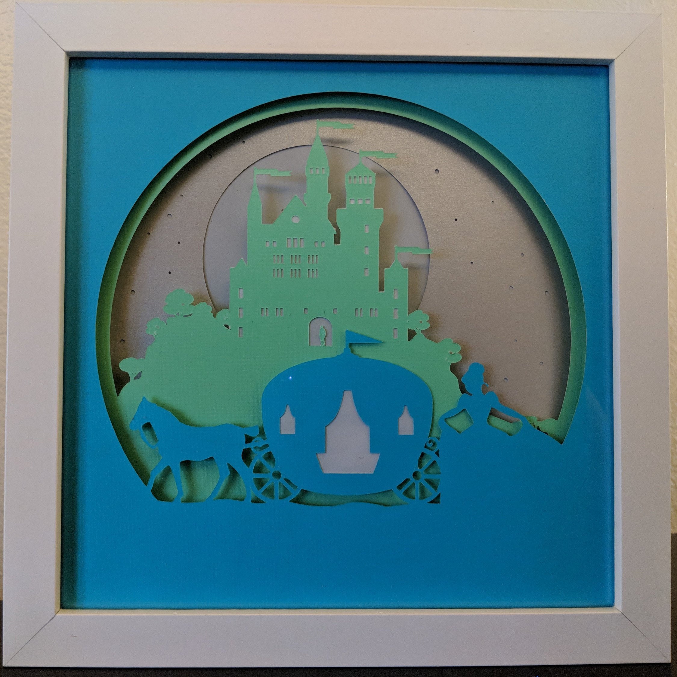 Cinderella Paper Art Lightbox - Princess Cinderella Castle and Horse ...