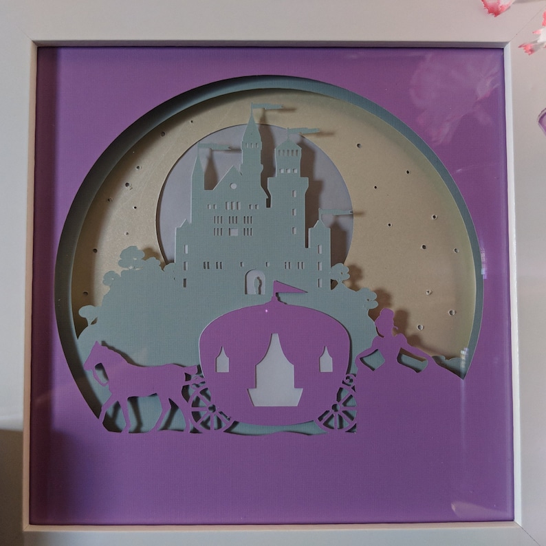 Cinderella Paper Art Lightbox - Princess Cinderella Castle and Horse ...