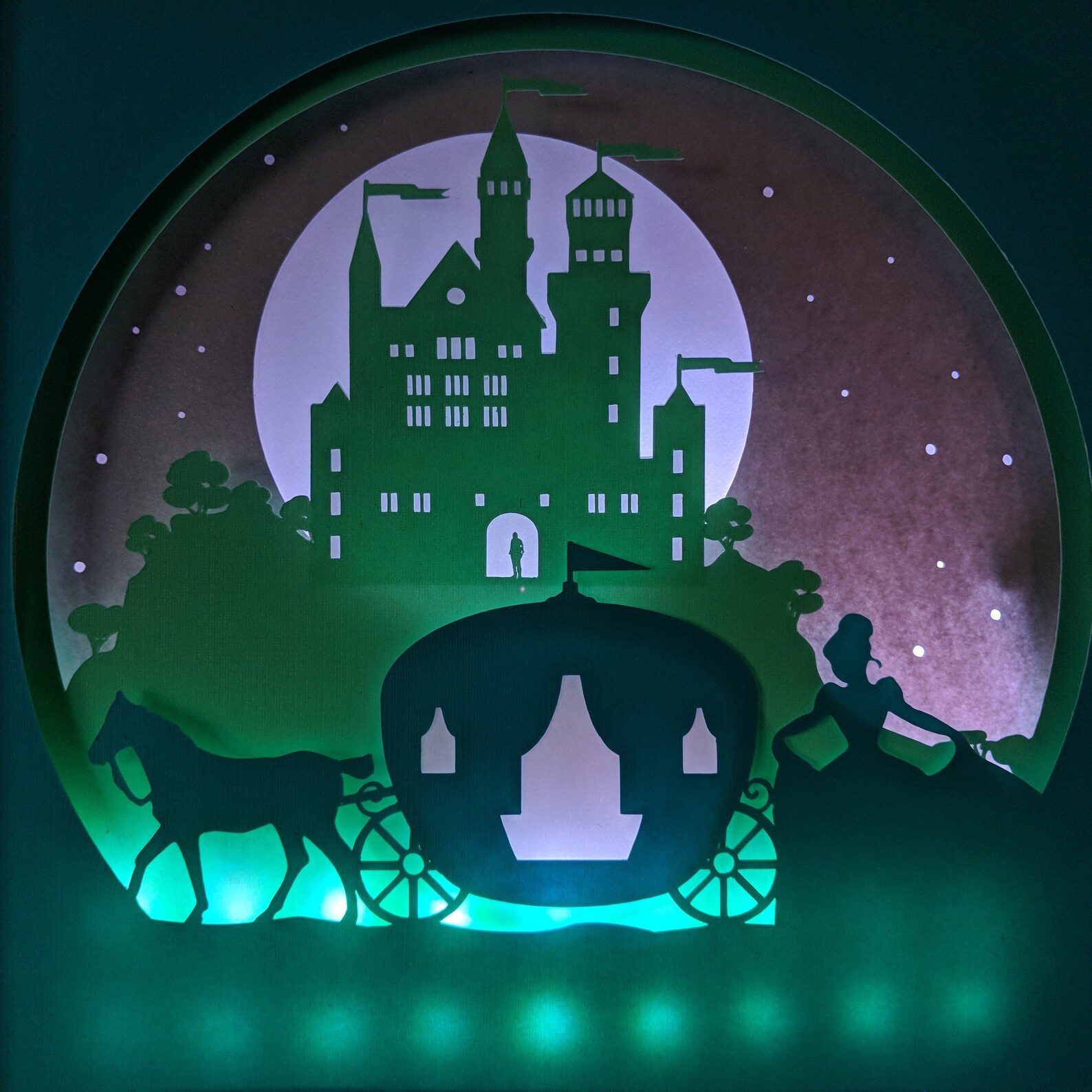 Cinderella Paper Art Lightbox - Princess Cinderella Castle and Horse ...