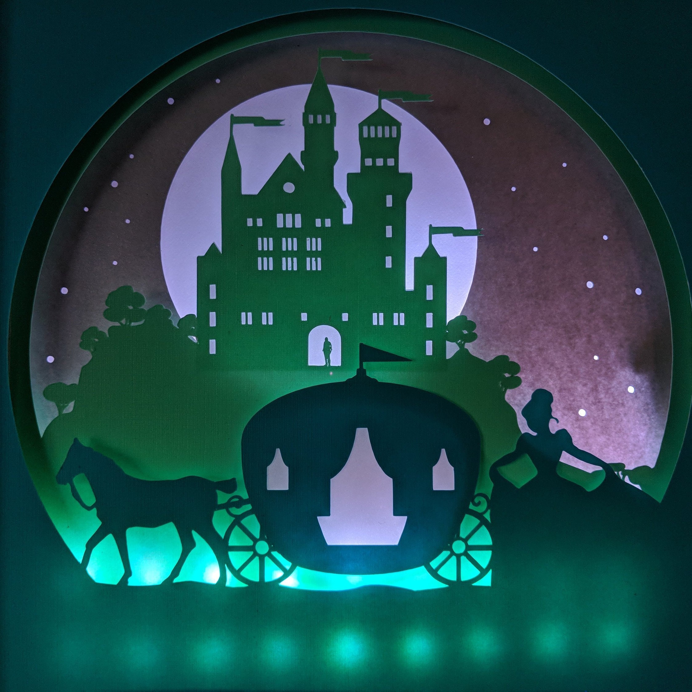 Cinderella Paper Art Lightbox - Princess Cinderella Castle and Horse ...