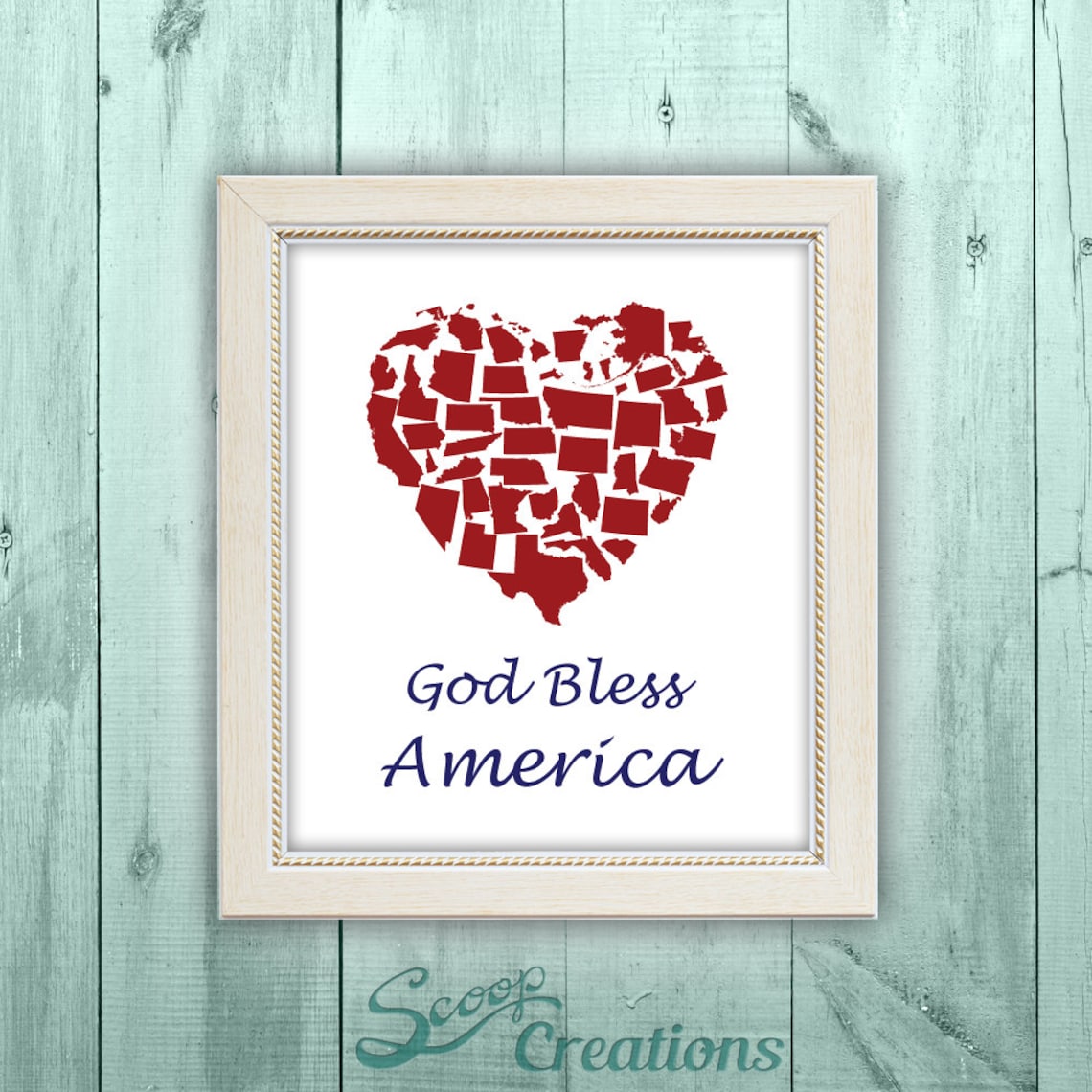 God Bless America Quote, Wall Art Decor, 4th of July USA, Patriotic ...