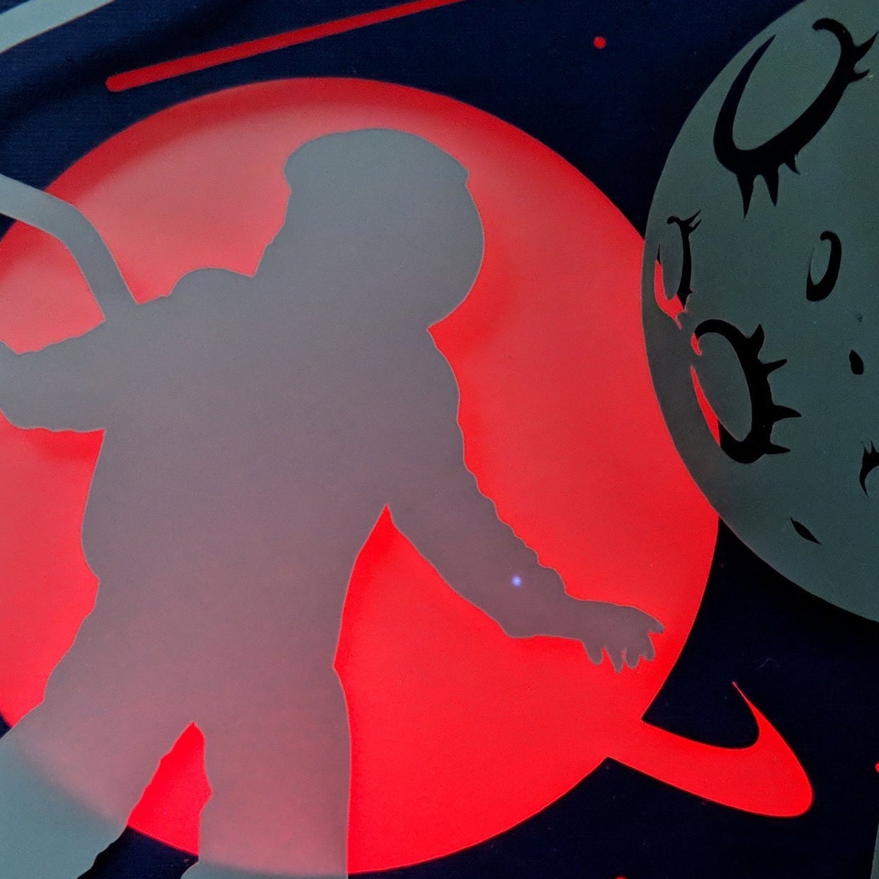 Astronaut Paper Art Lightbox - Satellite and Moon Kid's Night Light ...