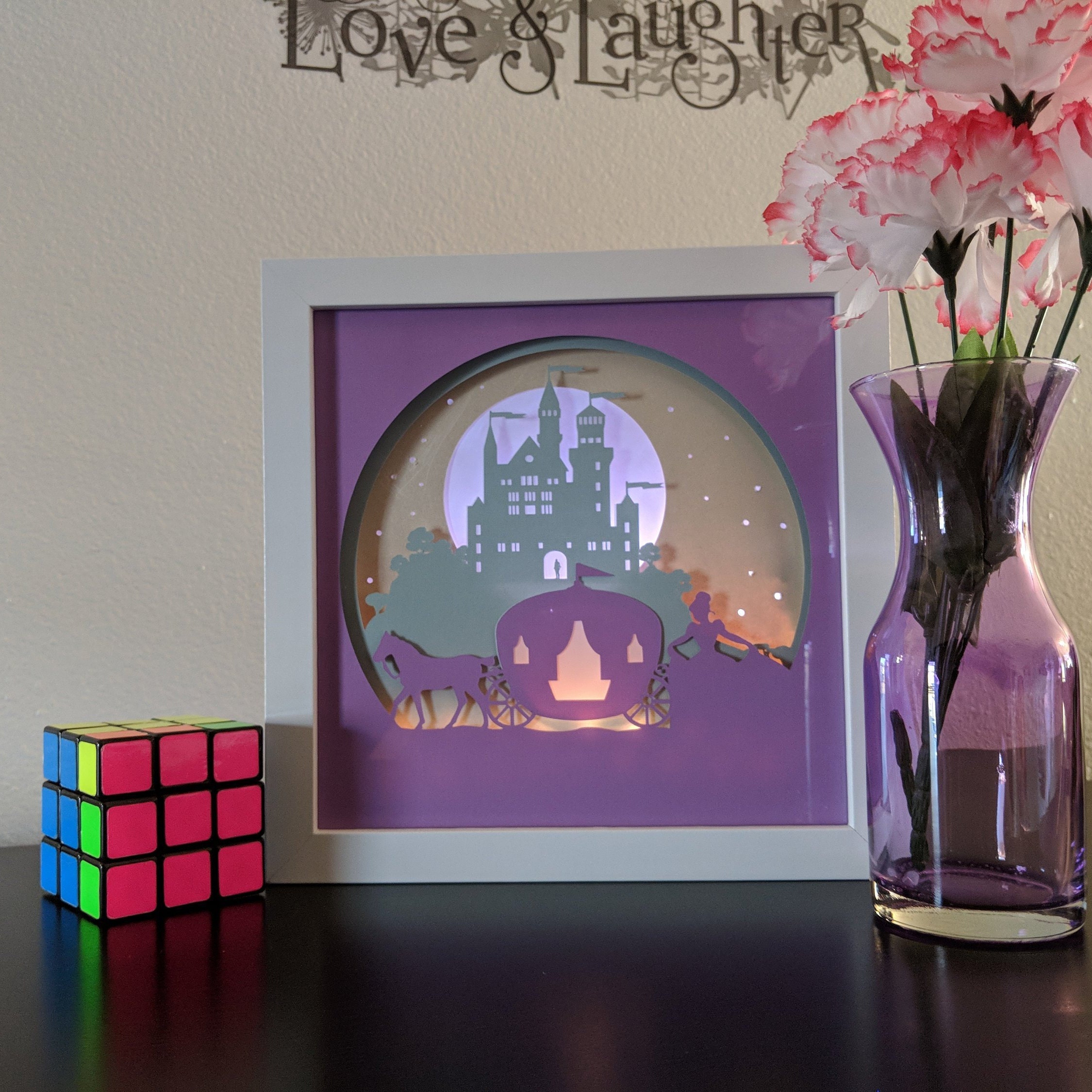 Cinderella Paper Art Lightbox - Princess Cinderella Castle and Horse ...