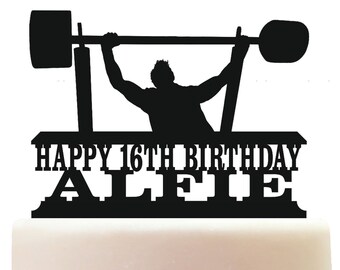 Personalised Acrylic Male Bodybuilder Birthday Cake Topper Decoration ...