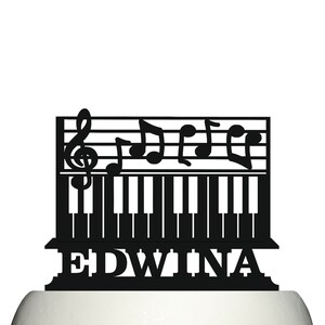 Personalised Acrylic Piano Keyboard and Music Notes Birthday Cake ...