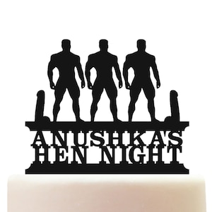 Personalised Acrylic Hen Night Party Hunk Male Strippers Cake Topper - Etsy