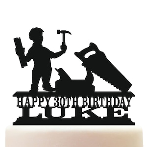 Personalised Acrylic Carpentry Birthday Cake Topper Decoration for ...