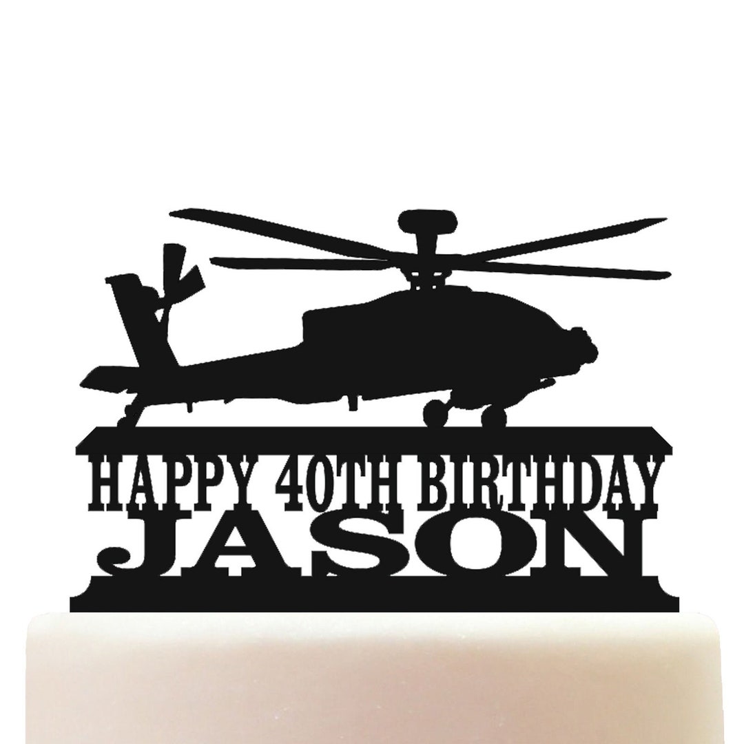 Personalised Acrylic Apache Attack Helicopter Birthday Cake Topper ...