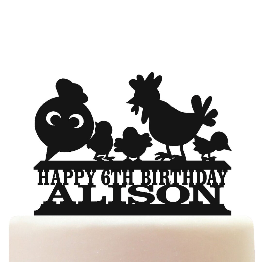 Personalised Acrylic Childrens Chicken Birthday Cake Topper Decoration ...