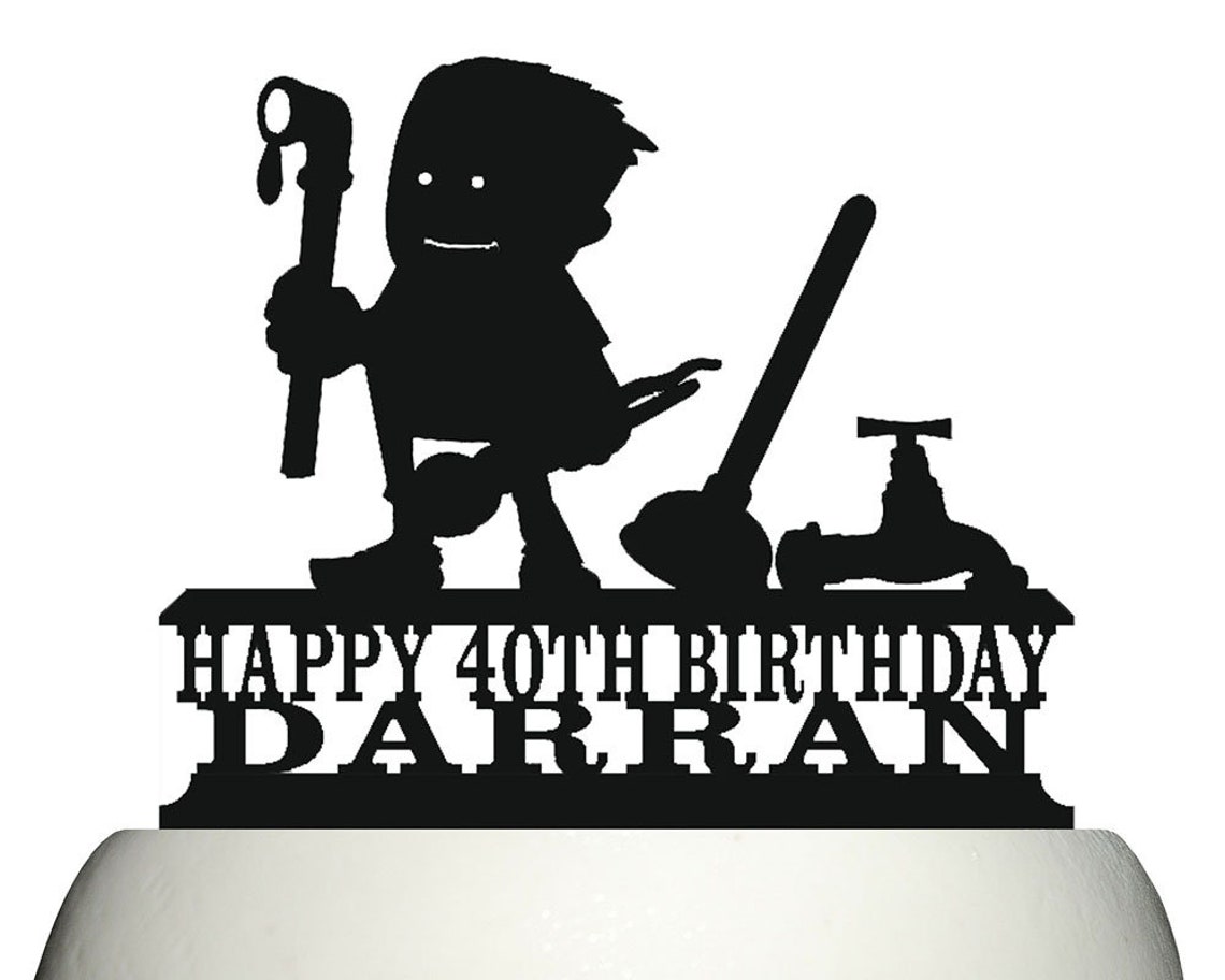 Personalised Acrylic Plumbing Birthday Cake Topper Decoration - Etsy