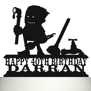 Personalised Acrylic Plumbing Birthday Cake Topper Decoration for ...