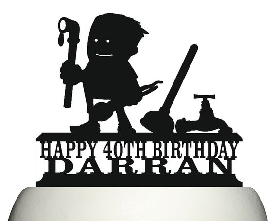 Personalised Acrylic Plumbing Birthday Cake Topper Decoration | Etsy