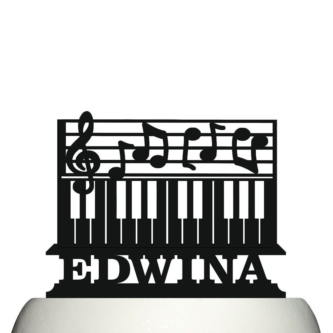 Personalised Acrylic Piano Keyboard and Music Notes Birthday Cake ...