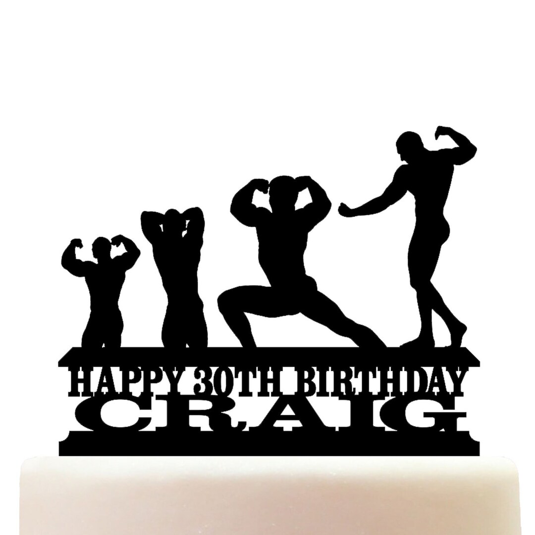 Personalised Acrylic Male Bodybuilding Contest Birthday Cake Topper ...