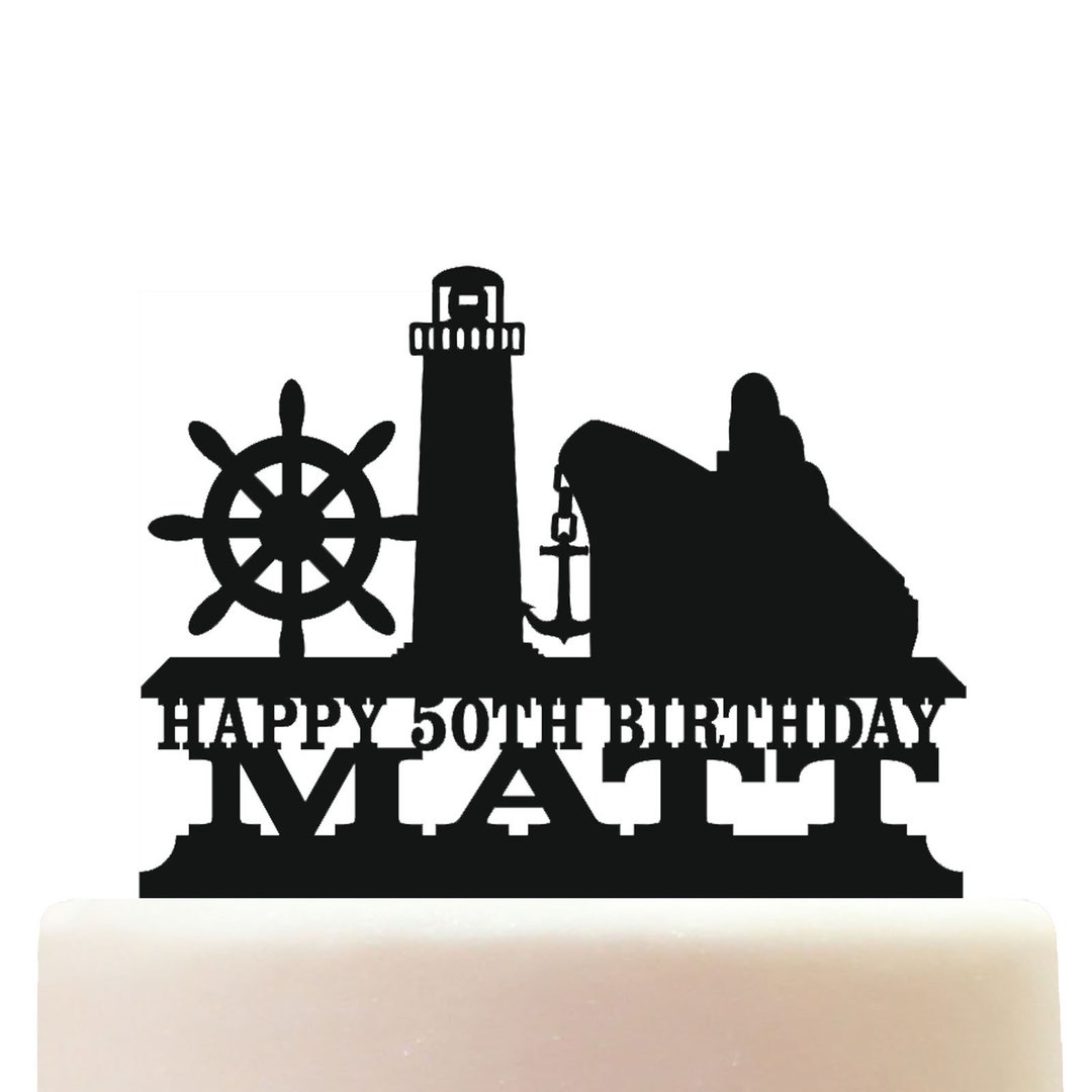 Personalised Acrylic Nautical Maritime Boat Cake Topper Etsy