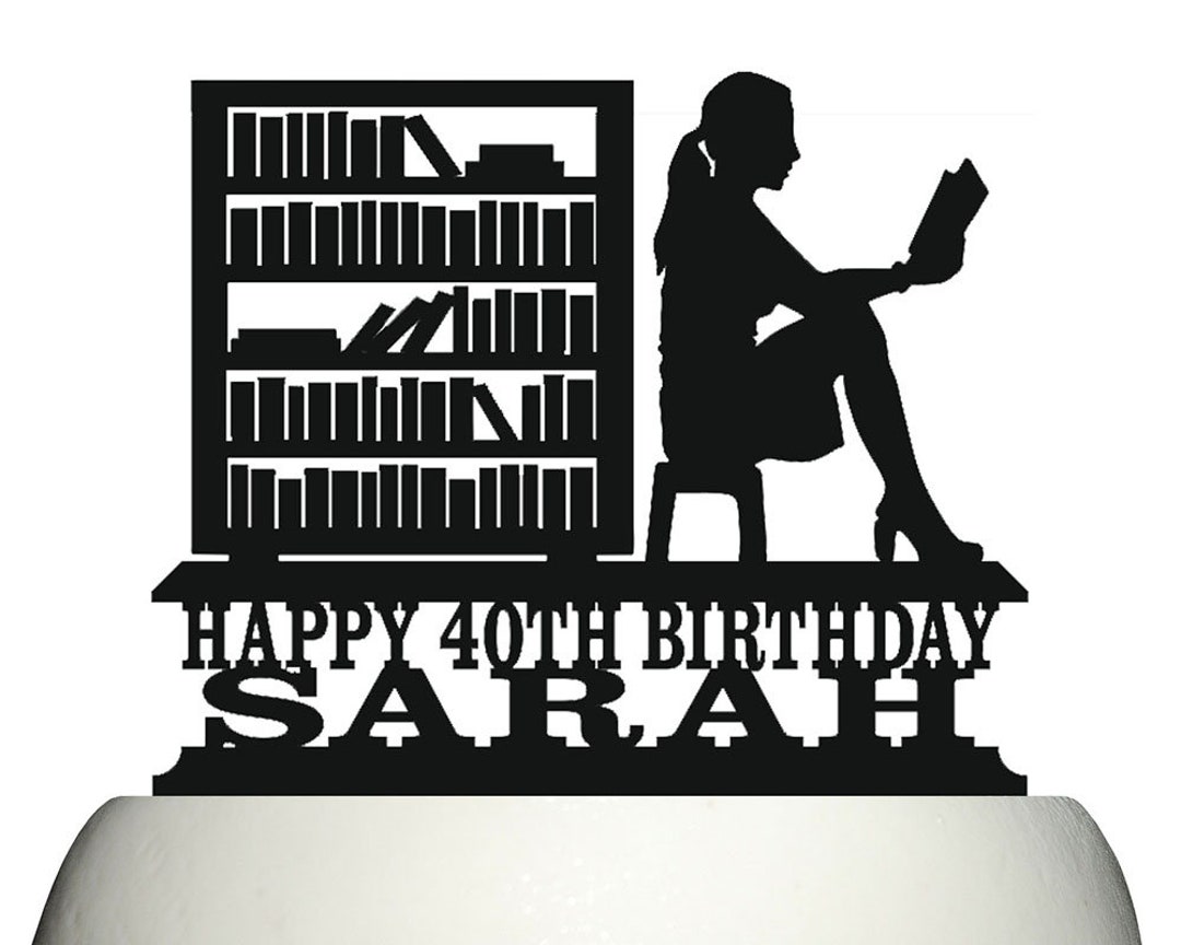 Personalised Acrylic Woman Librarian Theme Library Birthday Cake Topper ...