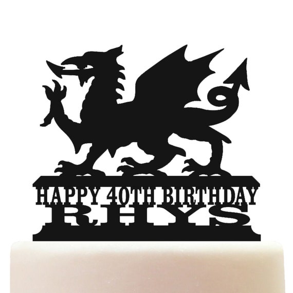 Personalised Acrylic Welsh Dragon Birthday Cake Topper - Etsy