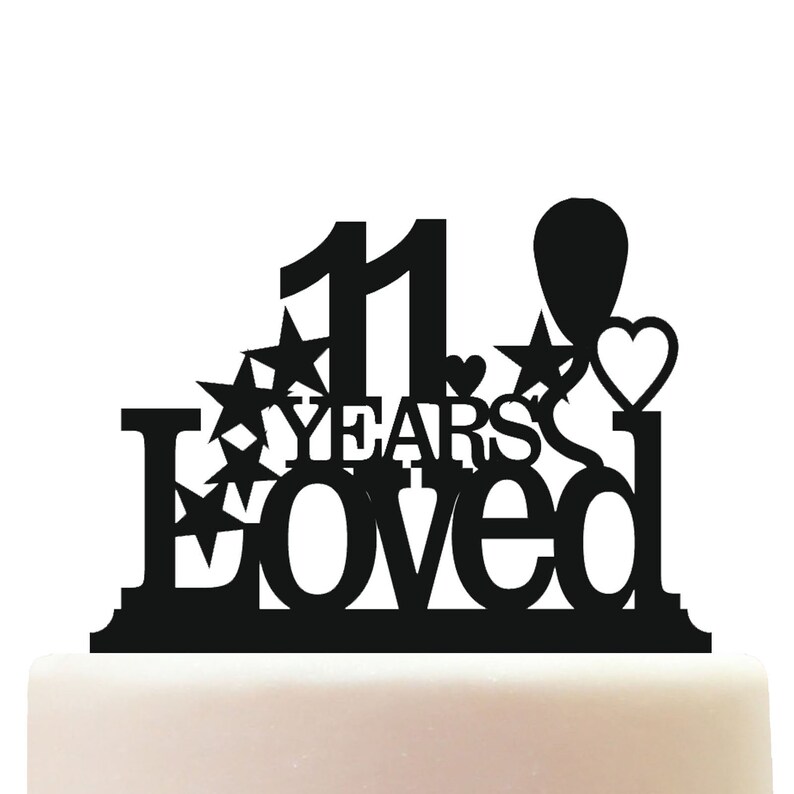 Acrylic 11th Birthday Years Loved Theme Childrens Cake Topper Party ...