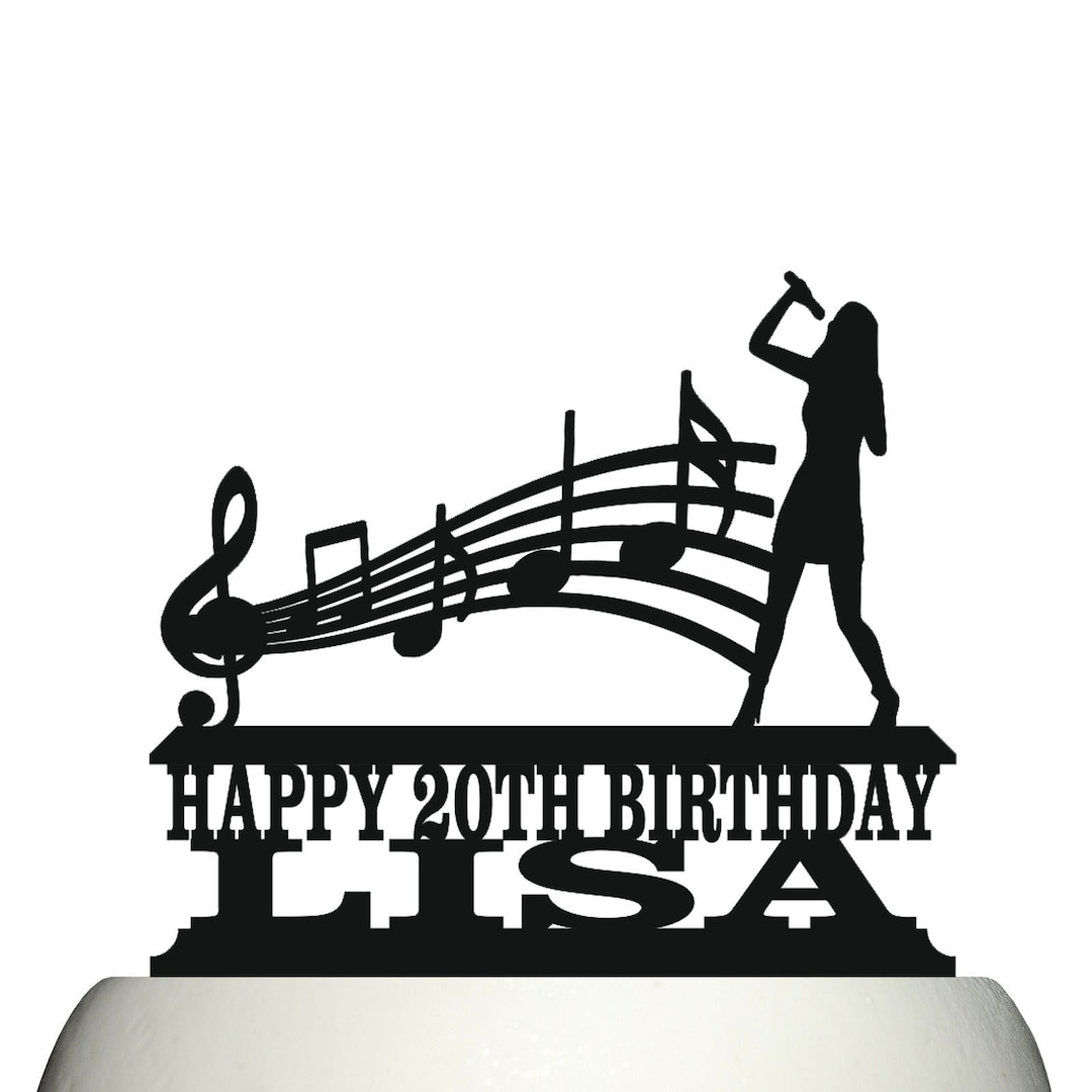 Personalised Acrylic Woman Solo Karaoke Singer Birthday Cake Topper ...