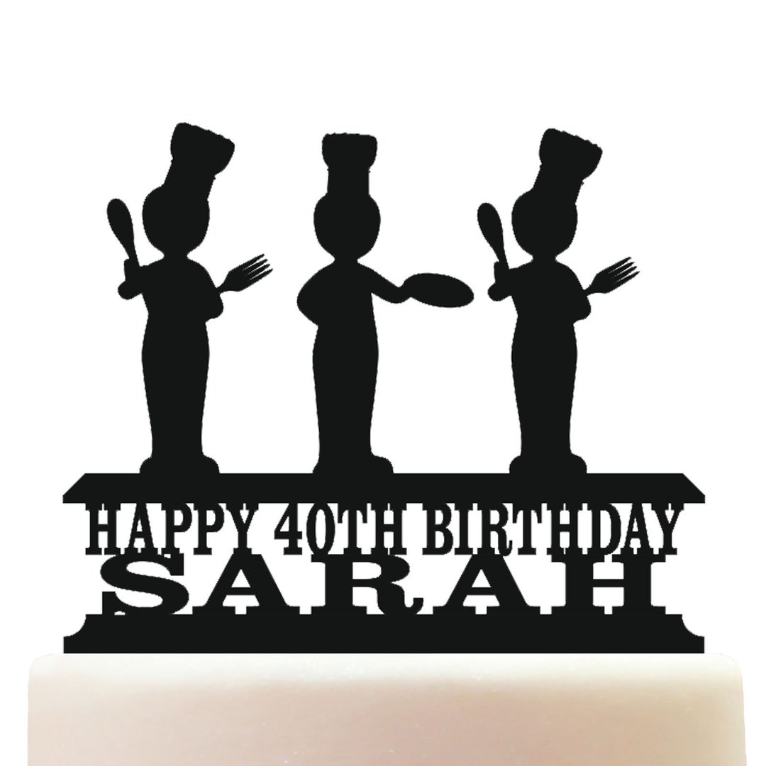 Personalised Acrylic Gourmet Chef Birthday Cake Topper Decoration for ...