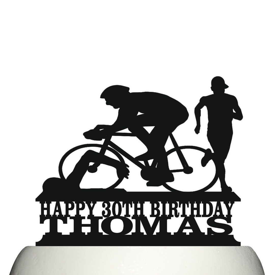 Personalised Acrylic Mens Triathlon Endurance Races Birthday Cake ...
