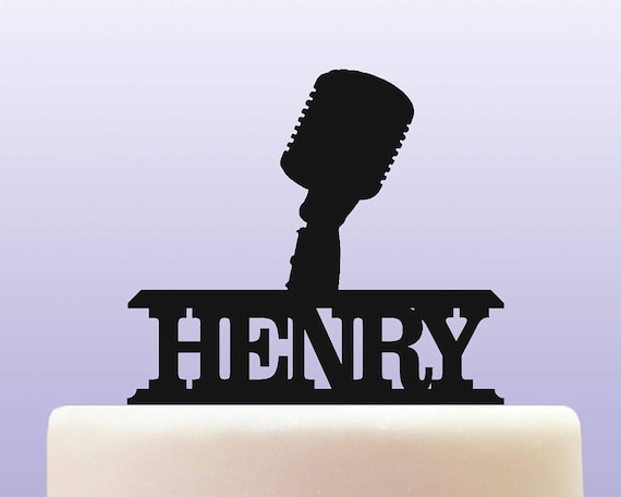 Acrylic Retro Microphone Cake Topper | Etsy