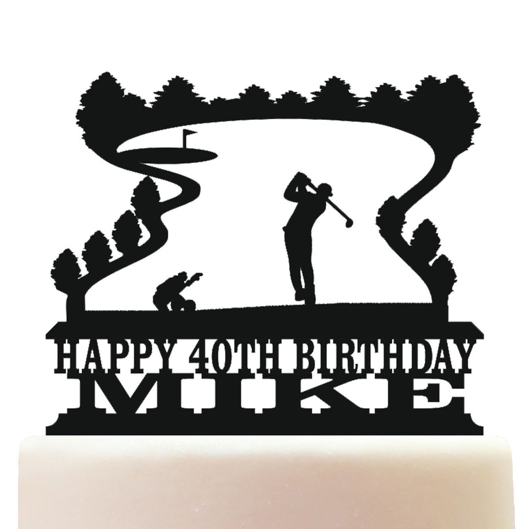 Personalised Acrylic Golf Player Man on Tee Ground Birthday Cake Topper ...