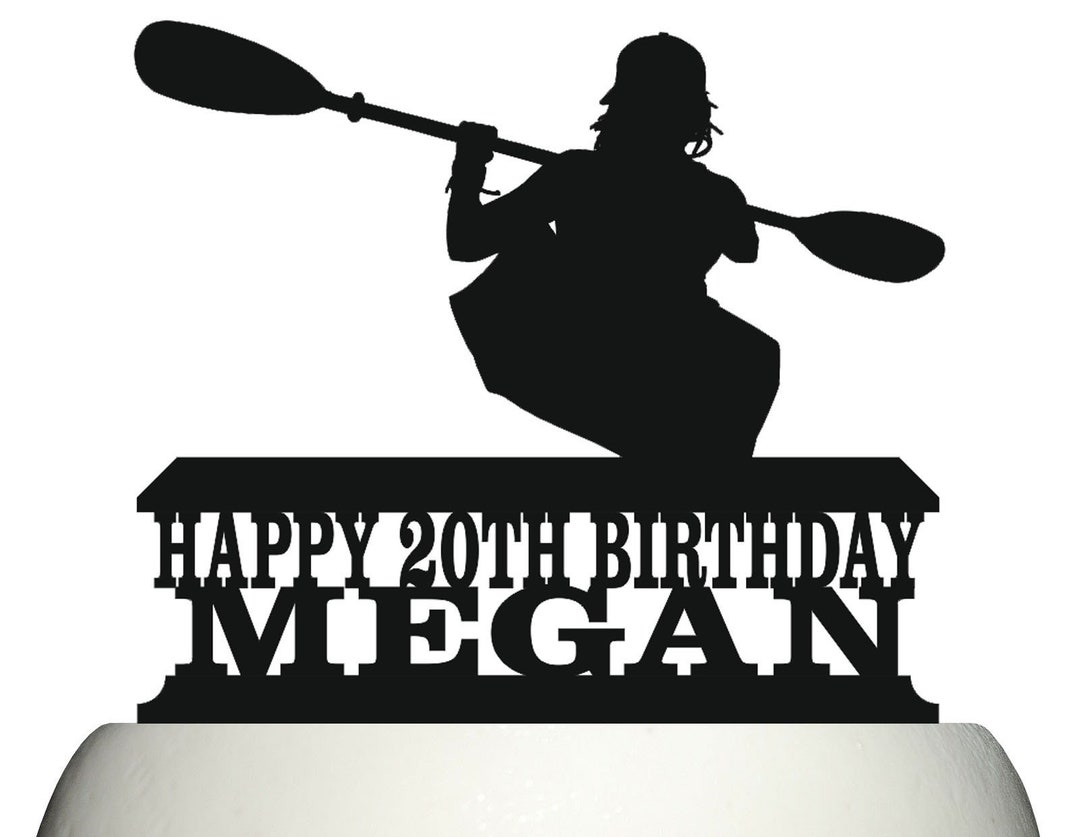 Personalised Acrylic Canoeing Kayaking Woman Birthday Cake Topper ...
