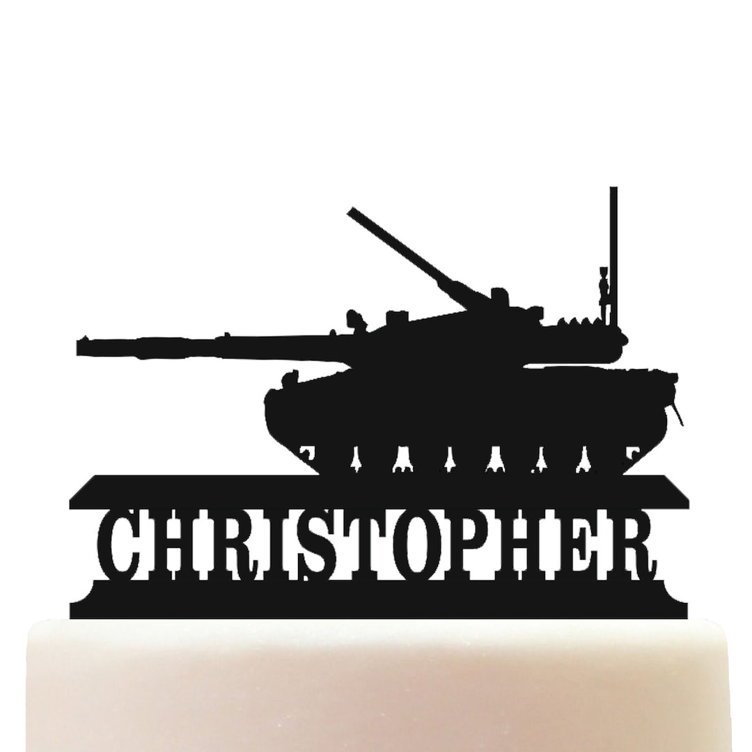 Personalised Acrylic Army Battle Tank Birthday Cake Topper Decoration ...