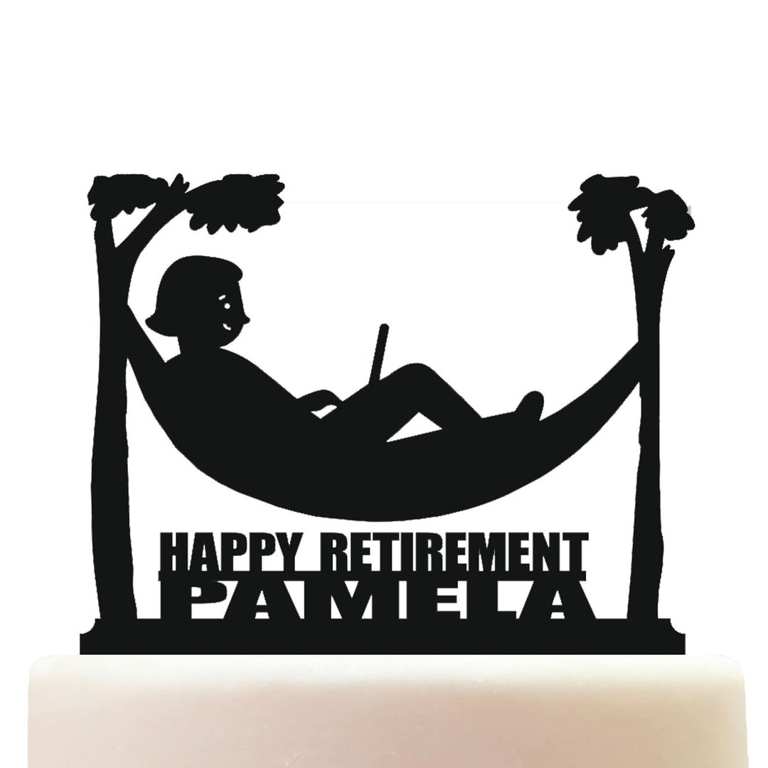 Personalised Acrylic Beach Hammock Funny Themed Retirement Cake Topper ...