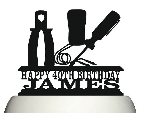Personalised Acrylic Electrician Birthday Cake Topper | Etsy