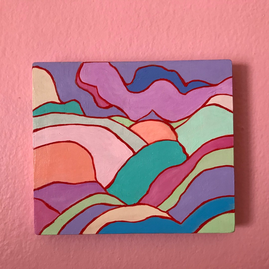 Pastel Sunset Landscape Painting - Etsy