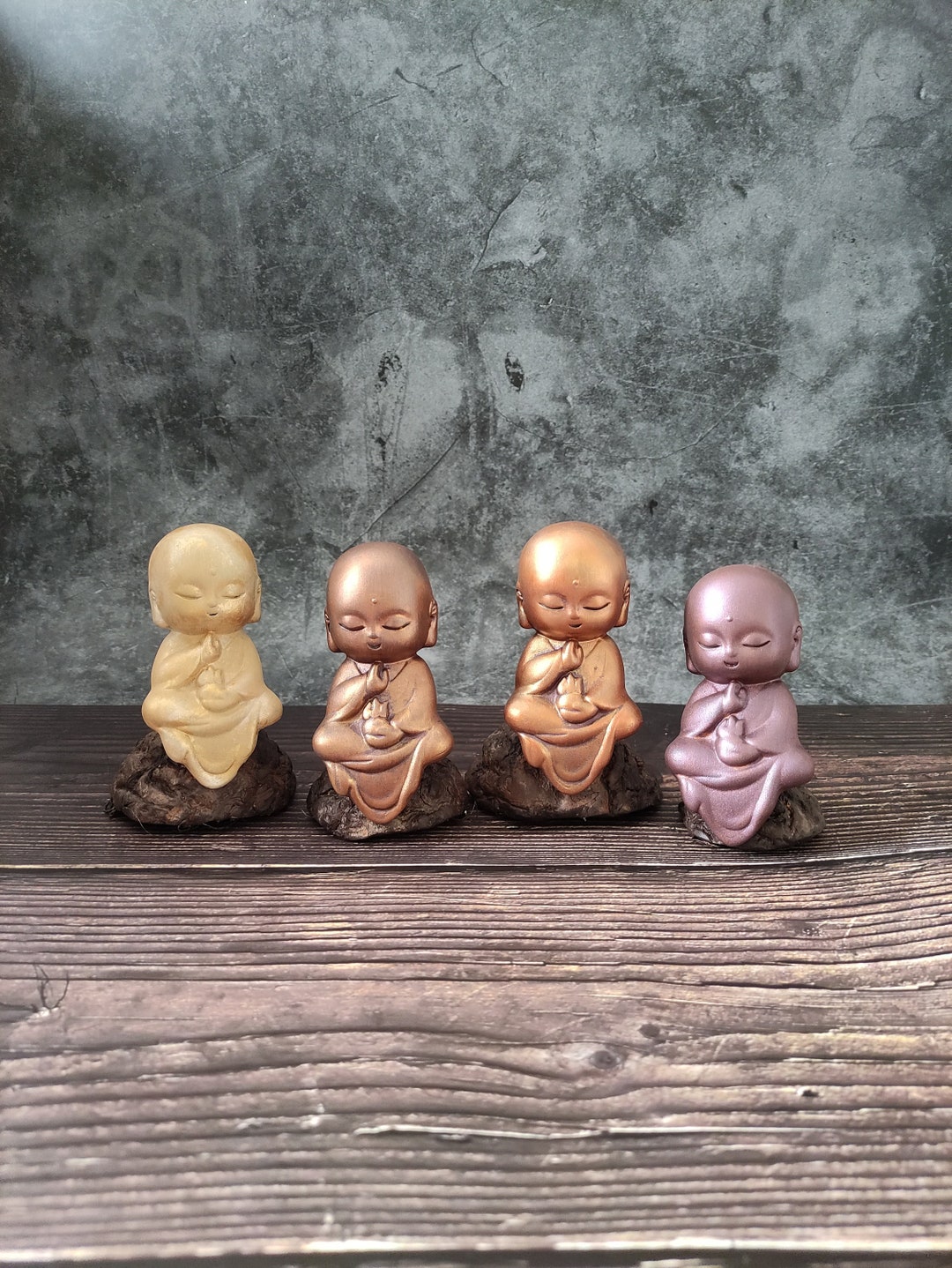 Boy Buddha Child Statues, Hand Painted Stoneware Shelf Sitters ...