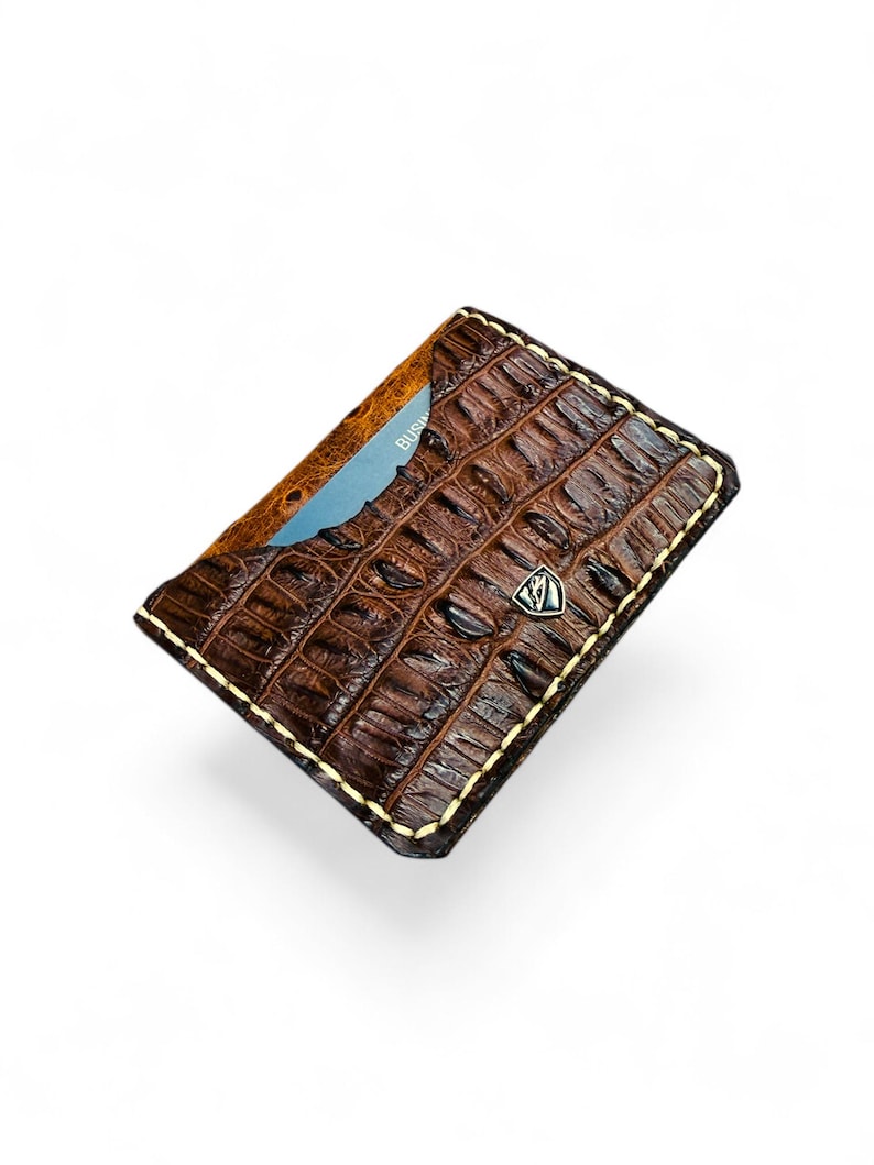 Cognac Hornback Crocodile & Red Ostrich Luxury Bifold | Handmade Exotic ...