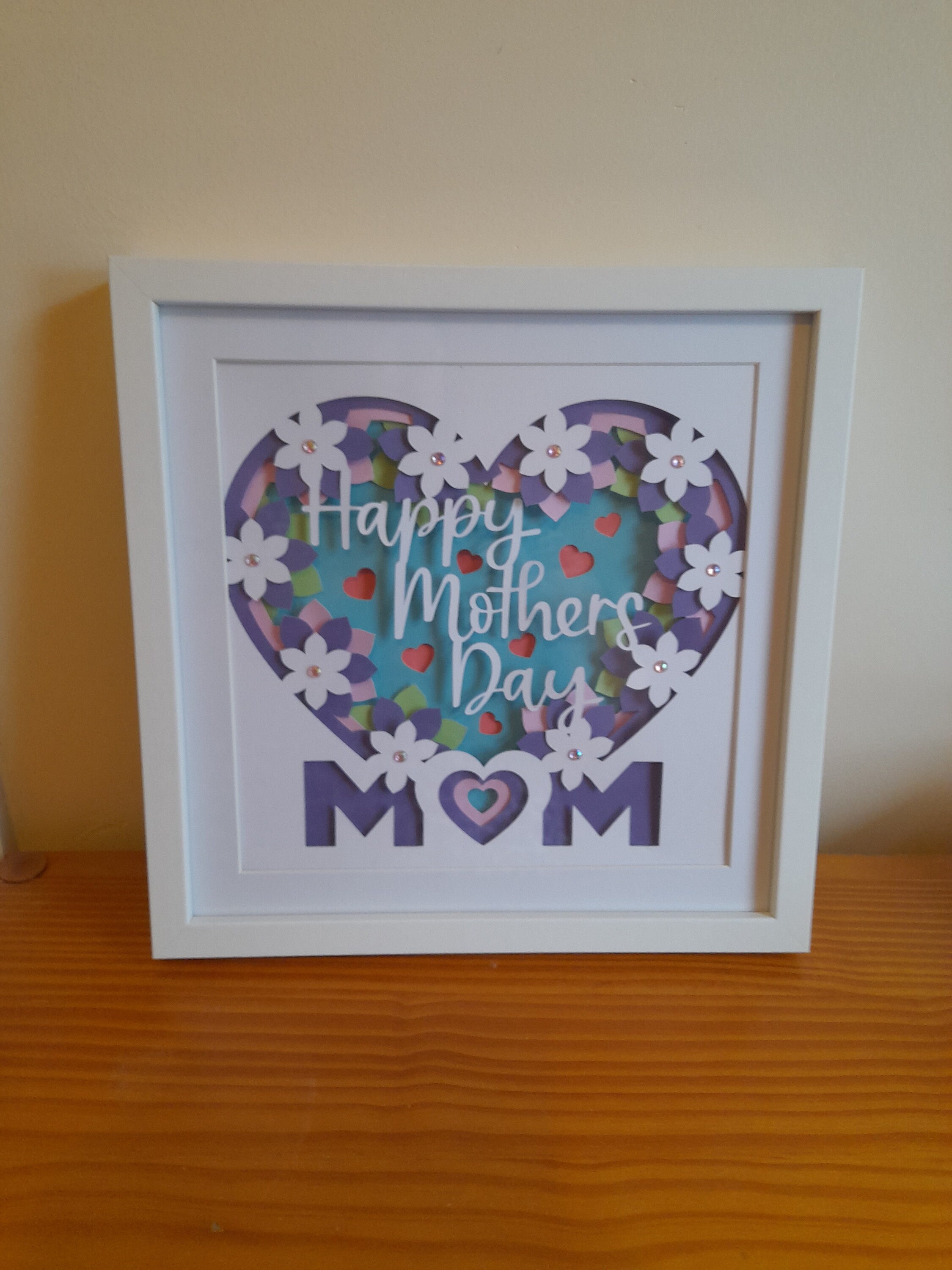 3d Heart and Floral Wooden Shadow Box, Layered Cardstock 3d Picture Art ...