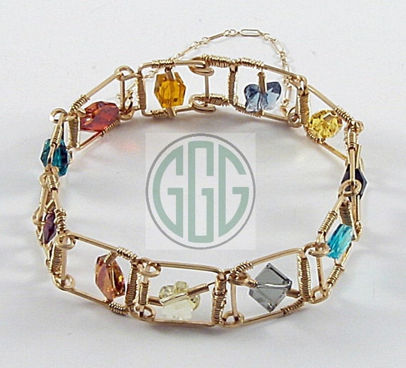 Bracelet Swarovski Crystal Elements in Gold B077 Etsy UK