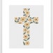 Flowers and Cross Cross Stitch Pattern, Religious Modern Decoration ...