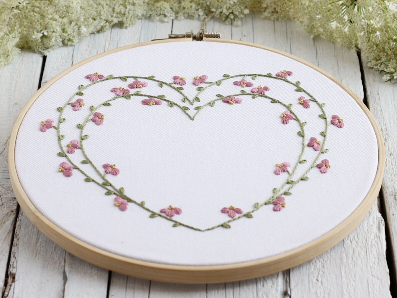 Floral Hand Embroidery Patterns Heart Embroidery Pdf DIY | Etsy