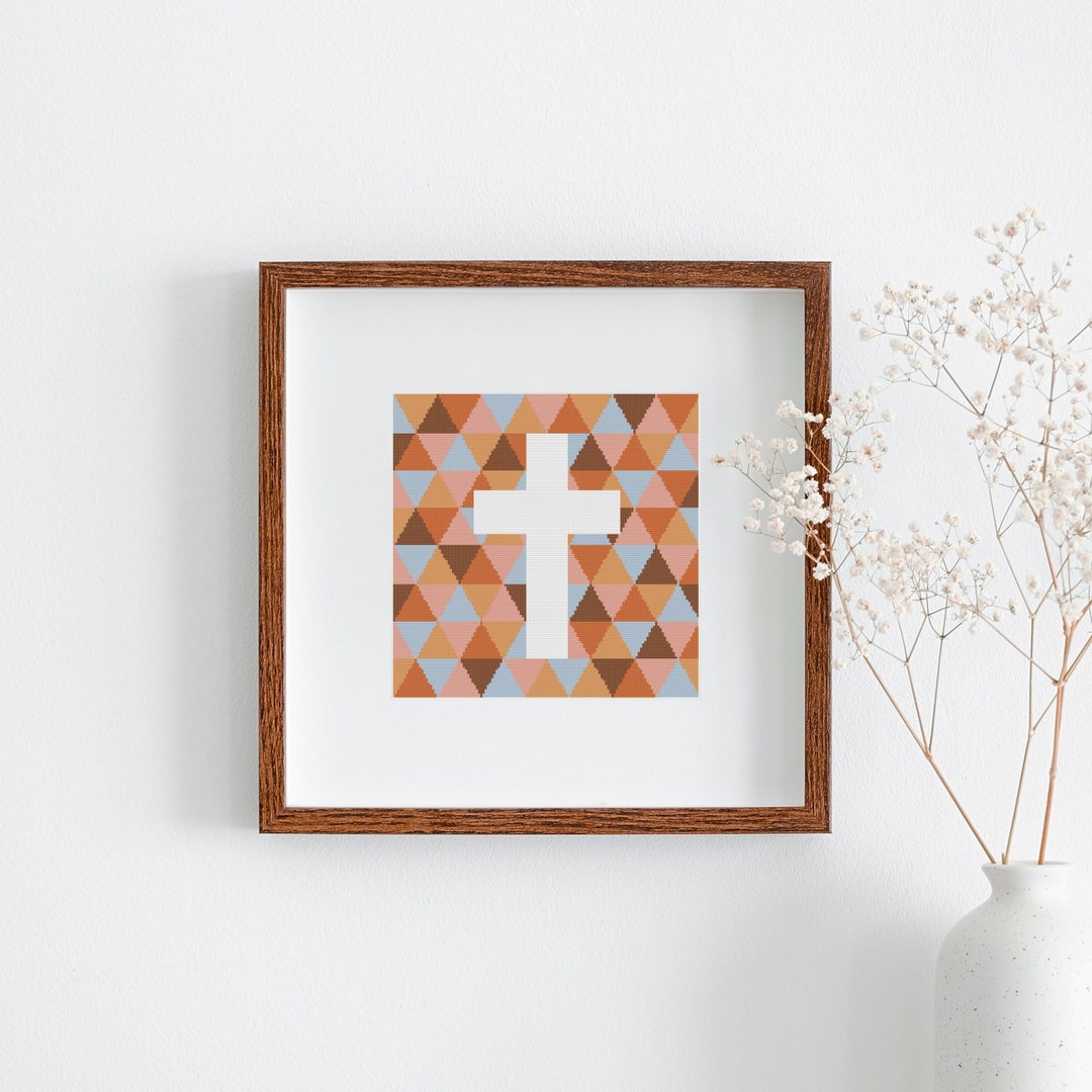 Jesus Cross Cross Stitch Pattern, Christian Embroidery Pattern, Retro ...