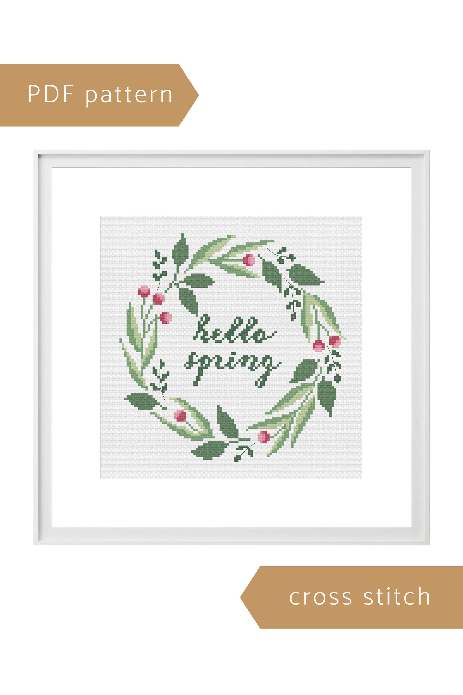 Hello Spring Cross Stitch Pattern Easy to Stitch Flower - Etsy