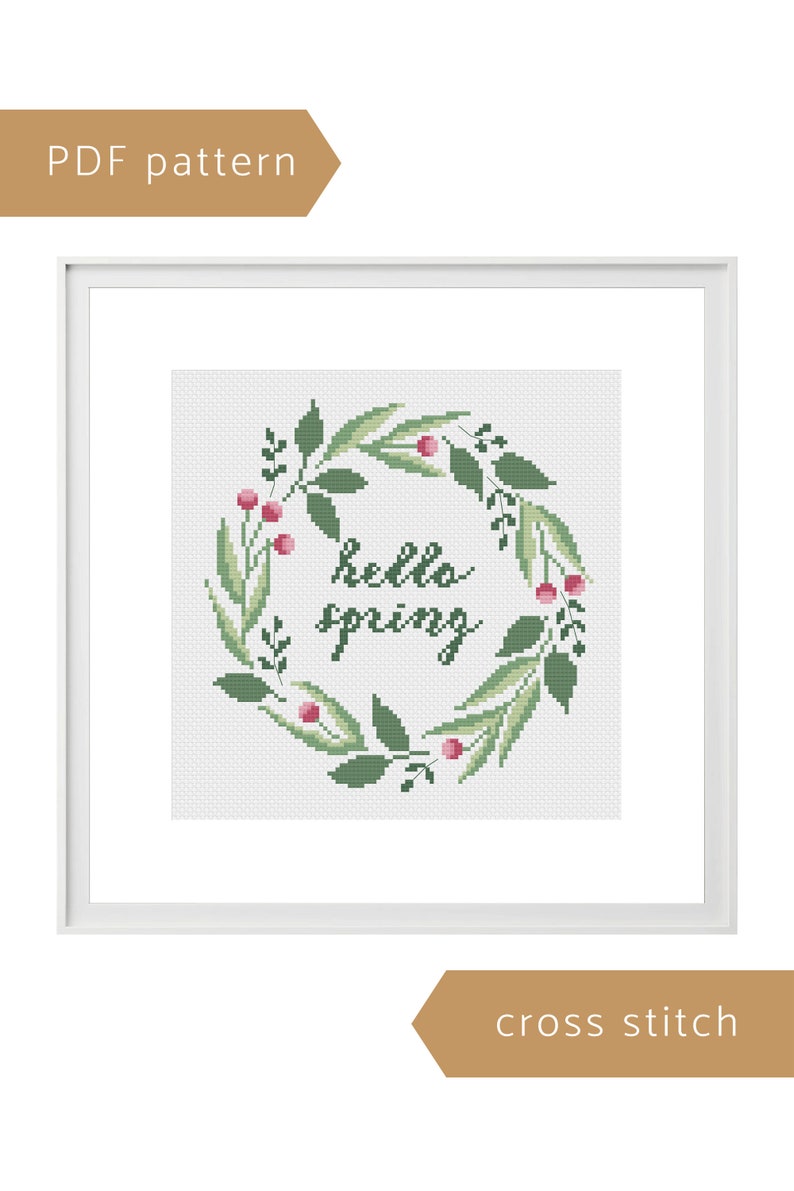 Hello Spring Cross Stitch Pattern Easy to Stitch Flower - Etsy