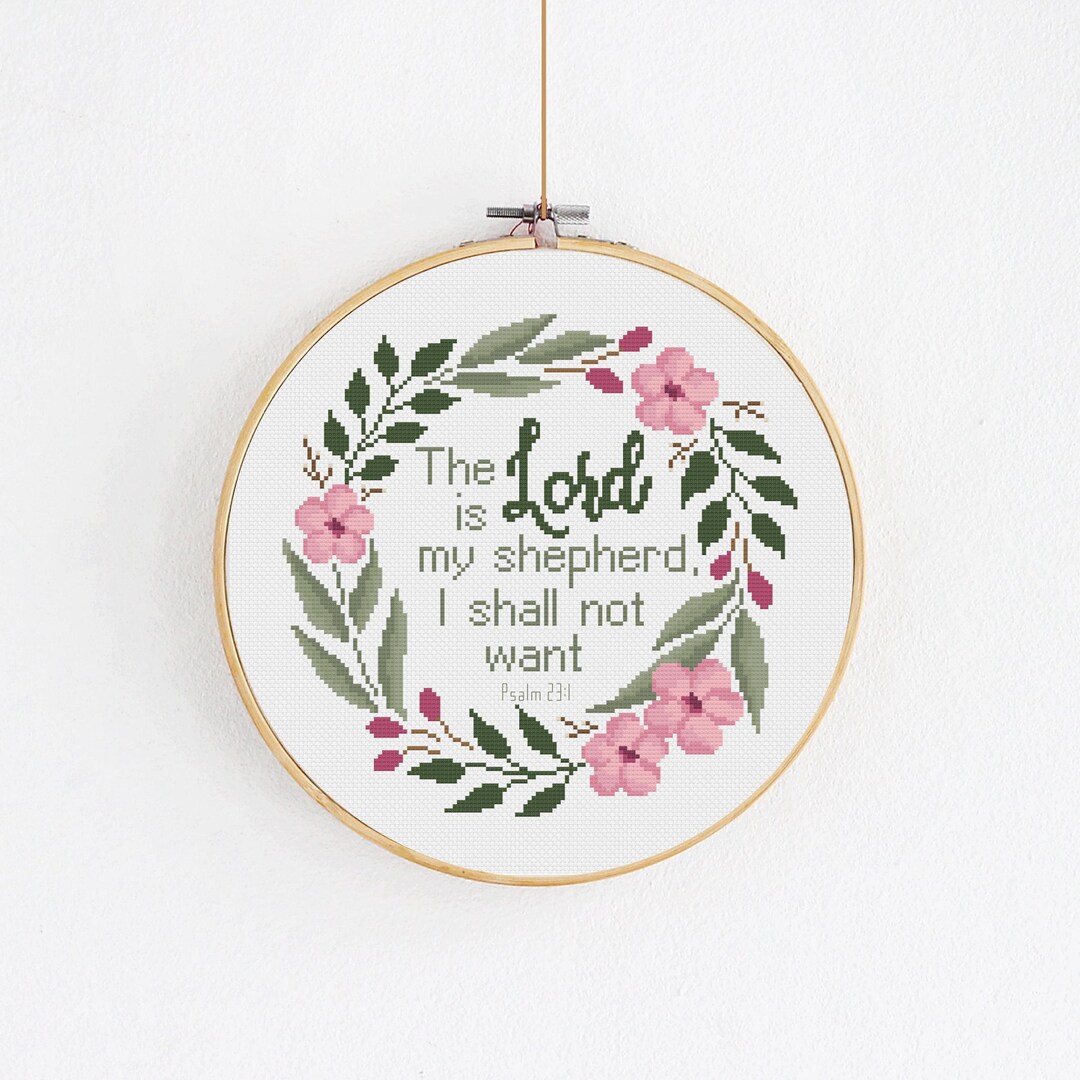 Floral Wreath Bible Verse Cross Stitch Pattern (PDF Download) - Etsy ...