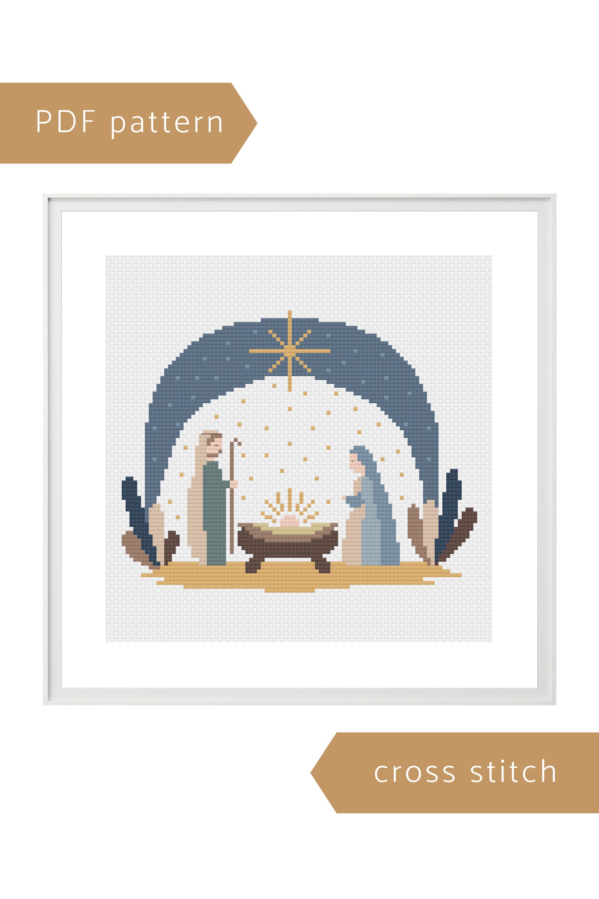 Modern Nativity Scene Cross Stitch Pattern, Holy Family DIY Craft ...